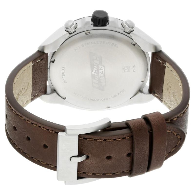 Buy Online Titan Octane Black Dial Chronograph Leather Strap watch for ...