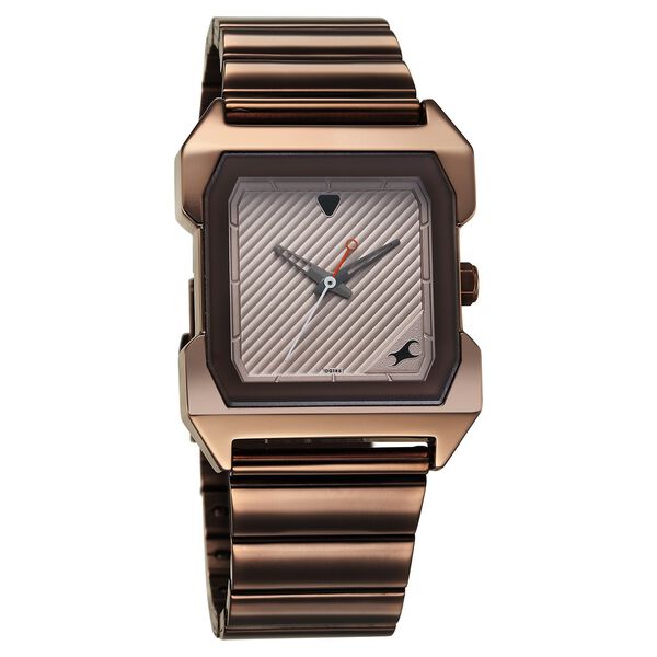 Buy Online Fastrack Pulse Quartz Analog Beige Dial With Brown Colour ...