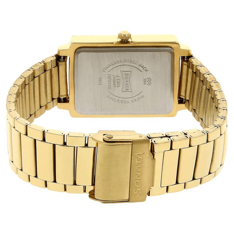 Buy Online Sonata Quartz Analog Champagne Dial Stainless Steel Strap ...