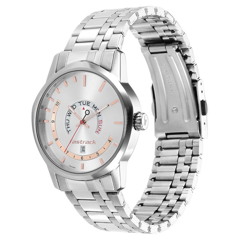 Buy Online Fastrack Exuberant Quartz Analog with Day and Date Silver ...