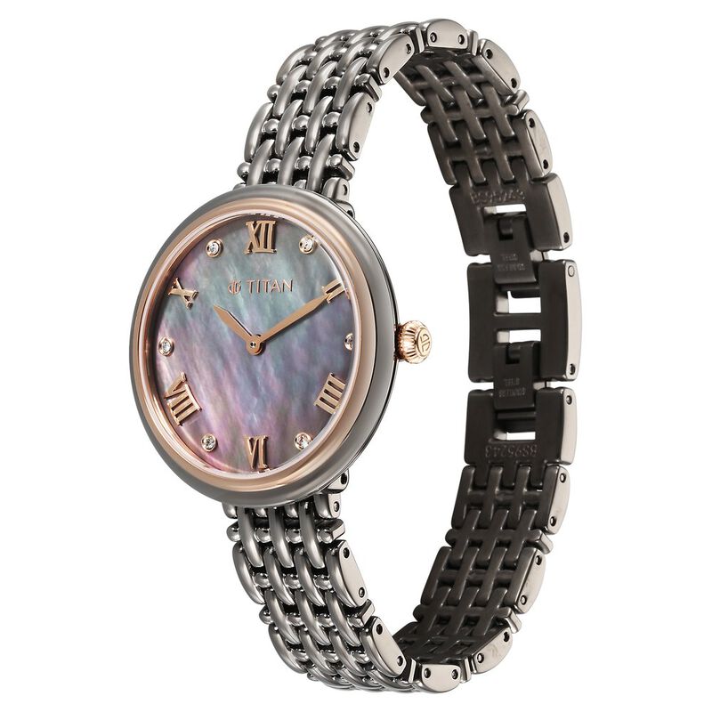 Buy Online Titan Aura Quartz Analog Titanium Mother of Pearl Dial ...