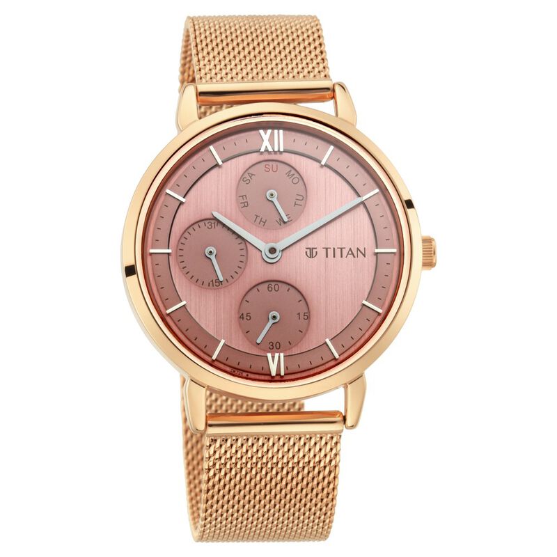 Buy Online Titan Workwear Rose Gold Dial Quartz Multifunction Metal ...