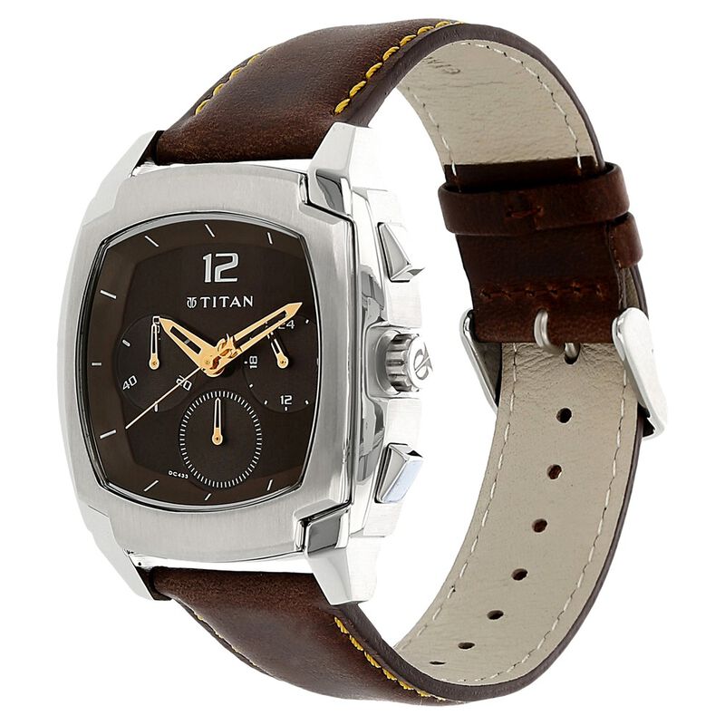 Buy Online Titan Chronograph Black Dial Men Leather Strap watch ...
