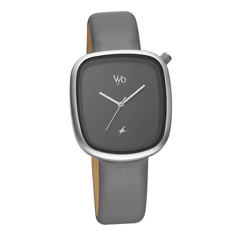 Buy Online Vyb by Fastrack Quartz Analog Grey Dial Leather Strap Watch ...