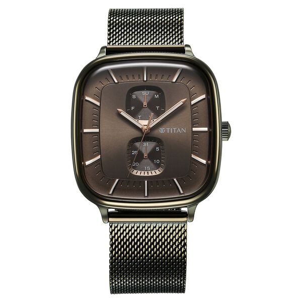 Buy Online Titan Avant Garde Quartz Multifunction Brown Dial With Green ...