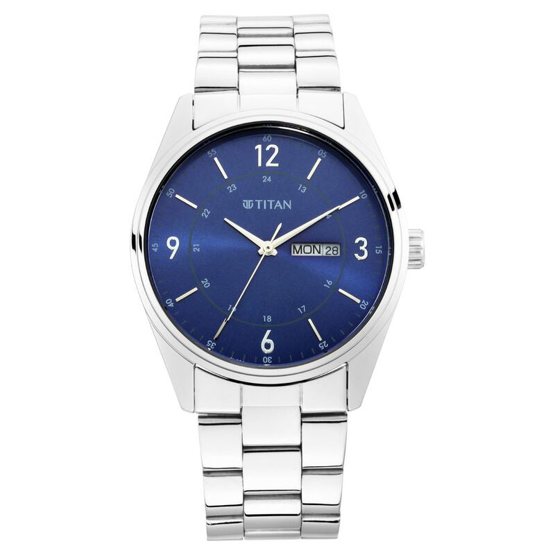 Buy Online Titan Blue Dial Analog with Day and DateStainless Steel ...