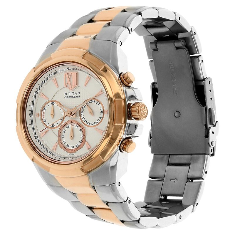 Buy Online Titan Quartz Chronograph Silver Dial Stainless Steel Strap ...
