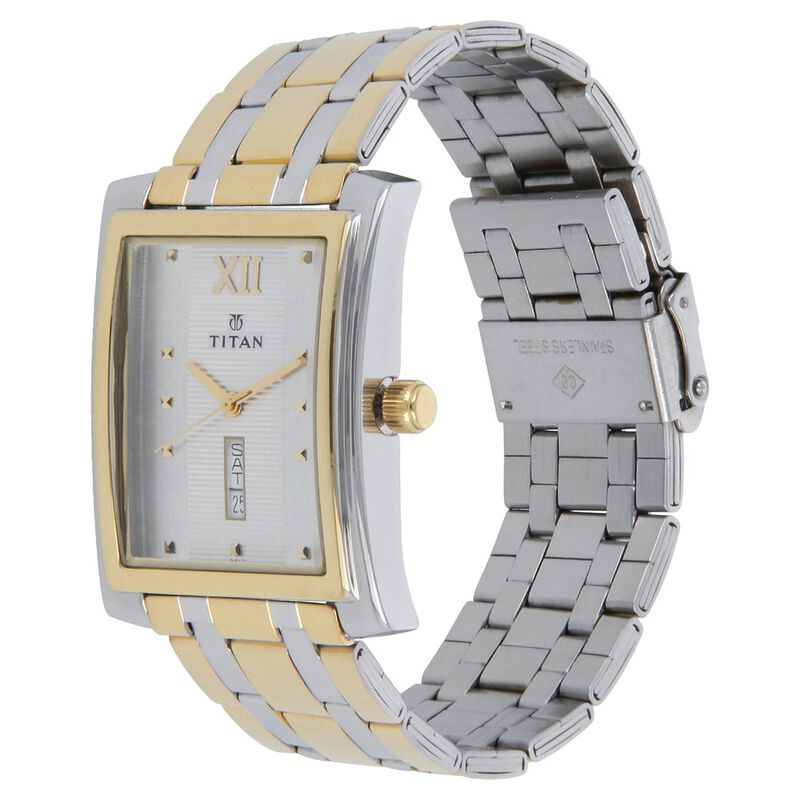 Buy Online Titan Quartz Analog with Day and Date Silver Dial Stainless ...