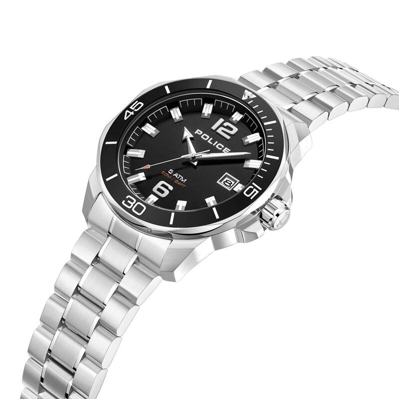 Buy Online Police Quartz Analog with Date Black Dial Stainless Steel ...