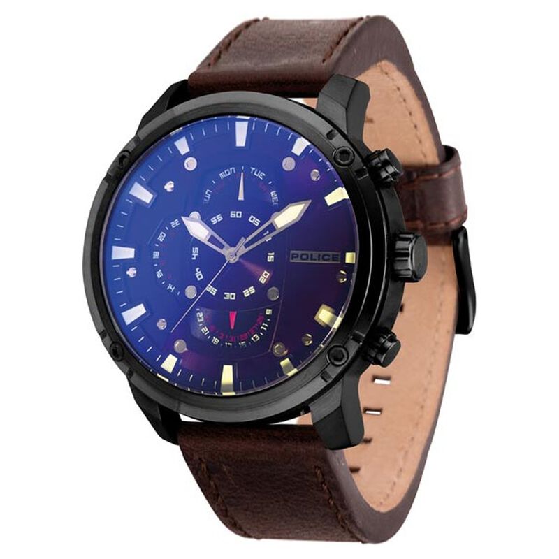 Buy Online Police Blue Dial Leather Strap Watch for Men - pl14831jsb12 ...