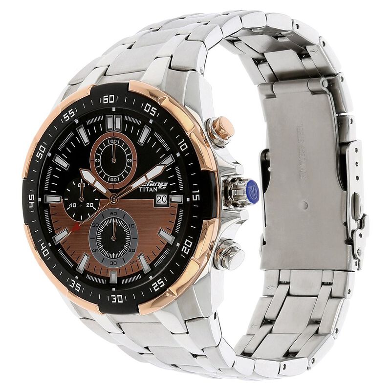 Buy Online Titan Quartz Chronograph Black Dial Stainless Steel Strap ...