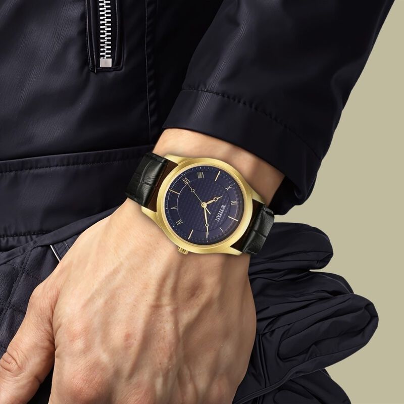 Buy Online Titan Karishma Blue Dial Analog Leather Strap watch for Men ...