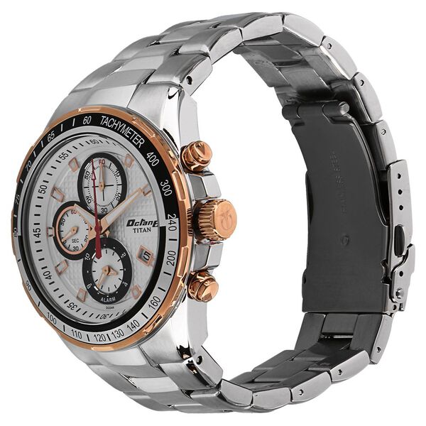 Buy Online Titan Octane Silver Chrono Stainless Steel Strap watch for ...