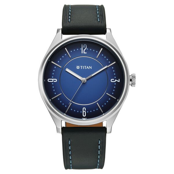 Buy Online Titan Neo Basics Analog with Blue Dial Blue Leather Strap ...
