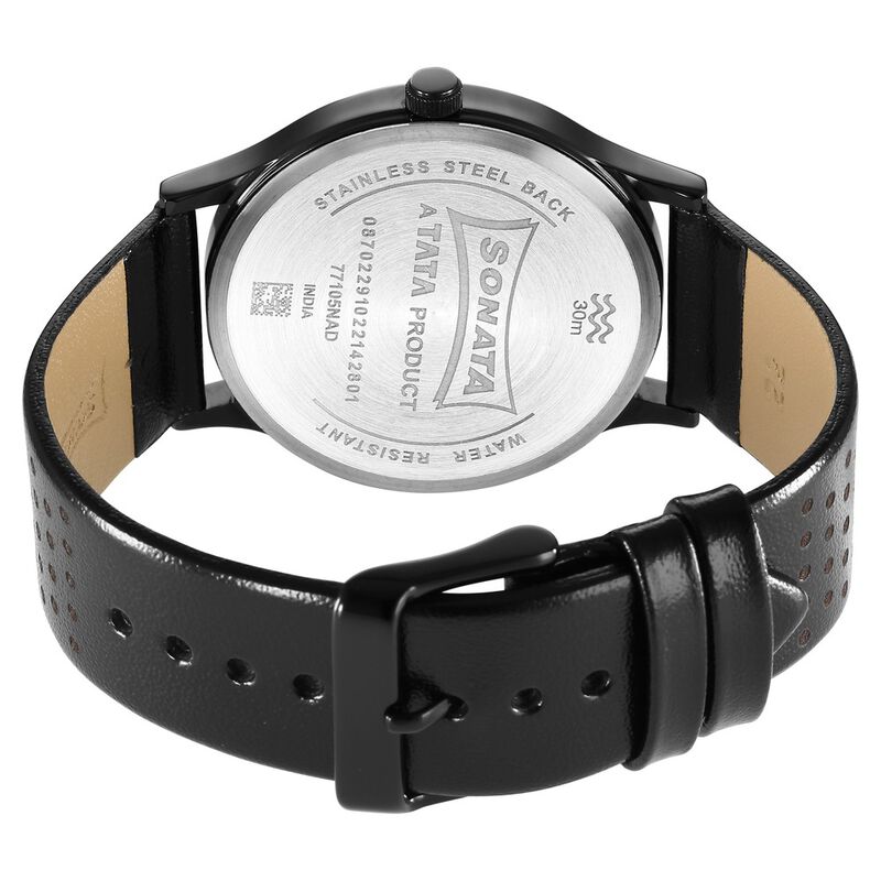 Buy Online Sonata RPM Black Dial Leather Strap Watch for Men ...