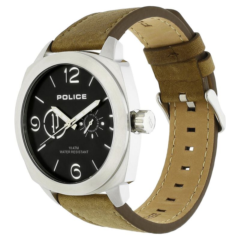 Buy Online Police Quartz Multifunction Black Dial Leather Strap Watch ...