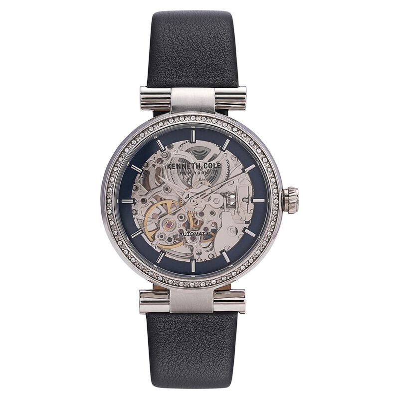 Buy Online Kenneth Cole Automatic Blue Dial Leather Strap Watch for ...