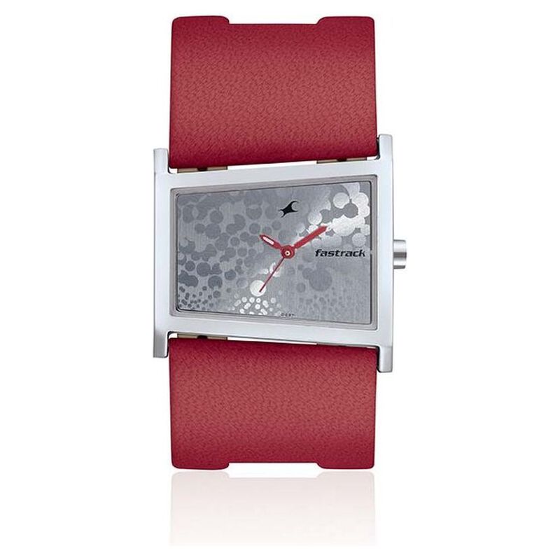 Buy Online Fastrack Quartz Analog Silver Dial Leather Strap Watch for ...