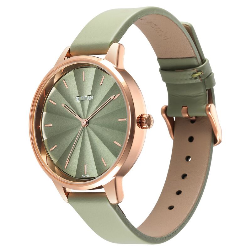 Buy Online Titan Neo Green Dial Analog Leather Strap Watch for Women ...