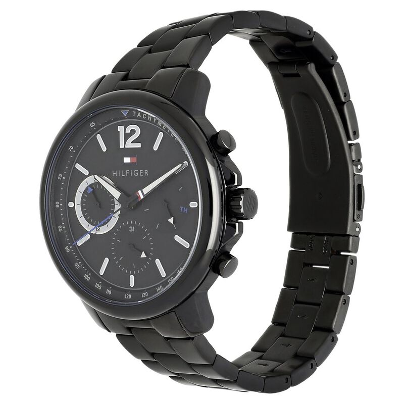 Buy Online Tommy Hilfiger Quartz Multifunction Black Dial Metal Strap ...