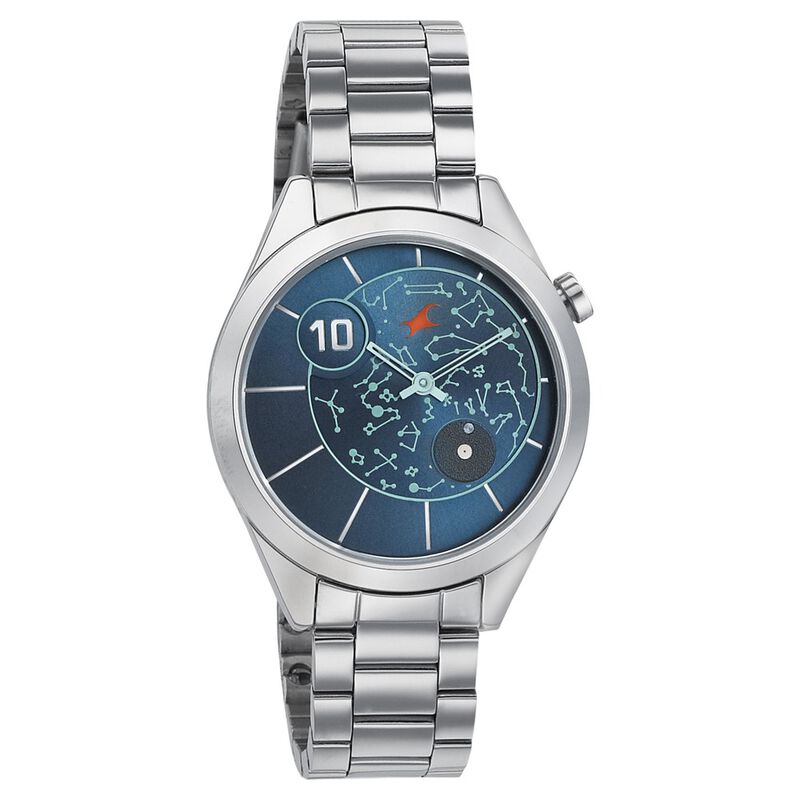 Buy Online Fastrack Space Rover Quartz Analog Blue Dial Stainless Steel ...
