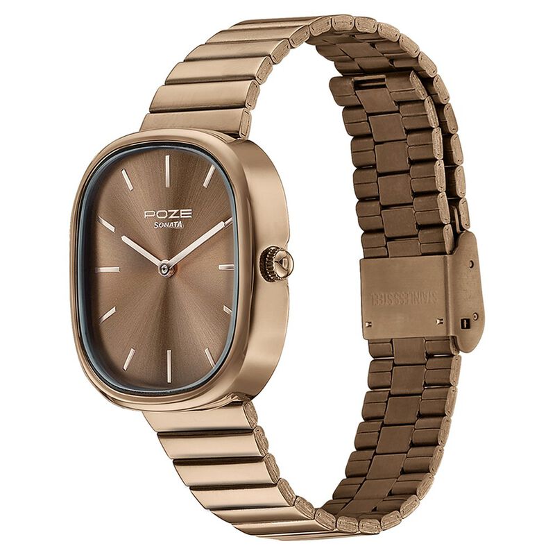 Buy Online Sonata Poze Quartz Analog Brown Dial Mesh Strap Watch for ...