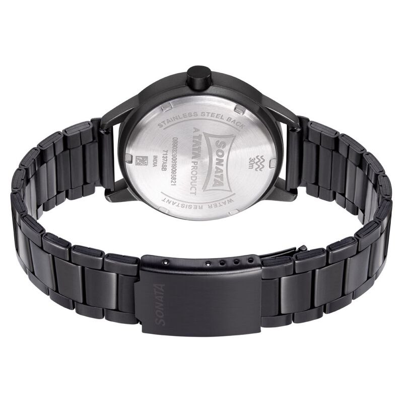 Buy Online Sonata Quartz Analog with Day and Date Black Dial Metal ...