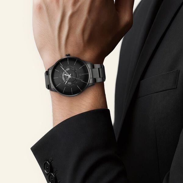 Buy Online Titan Black Dial World Time with Date Stainless Steel Strap ...