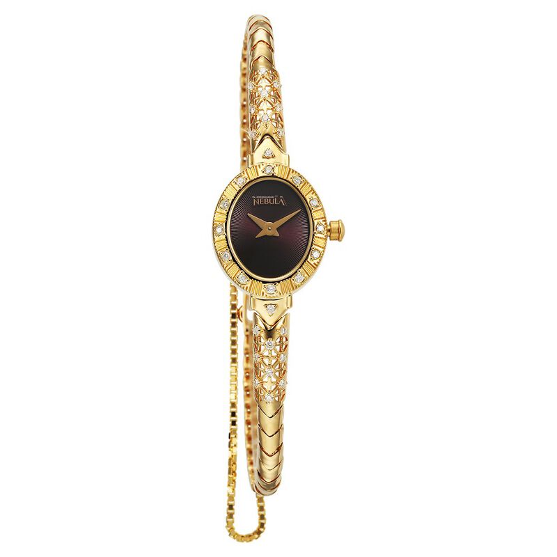 Buy Online Nebula By Titan Quartz Analog Brown Dial 18 KT Gold Strap ...