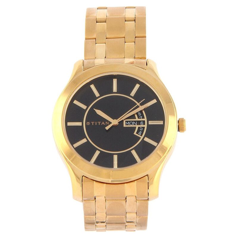 Buy Online Titan Quartz Analog with Day and Date Black Dial Watch for ...