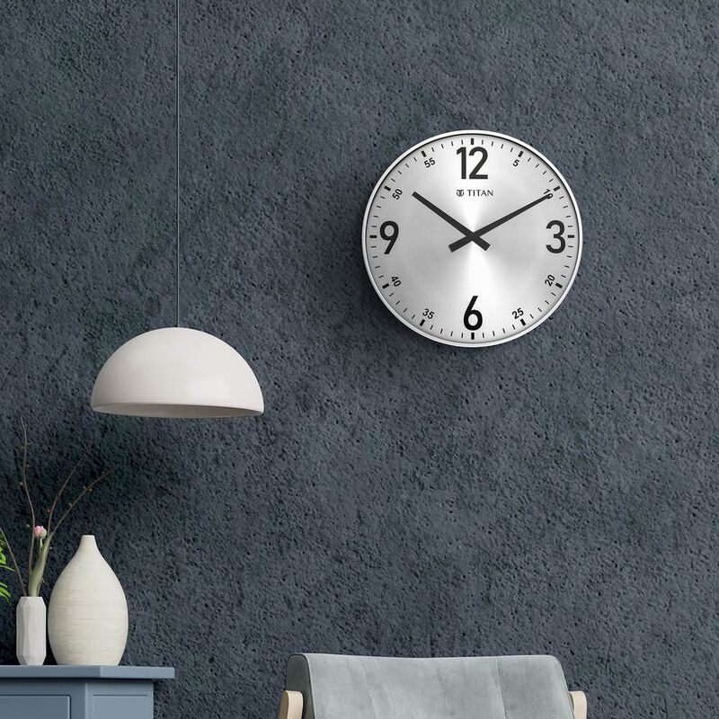Buy Online Titan Silver Slim Wall Clock - 36 cm x 36 cm (Medium ...