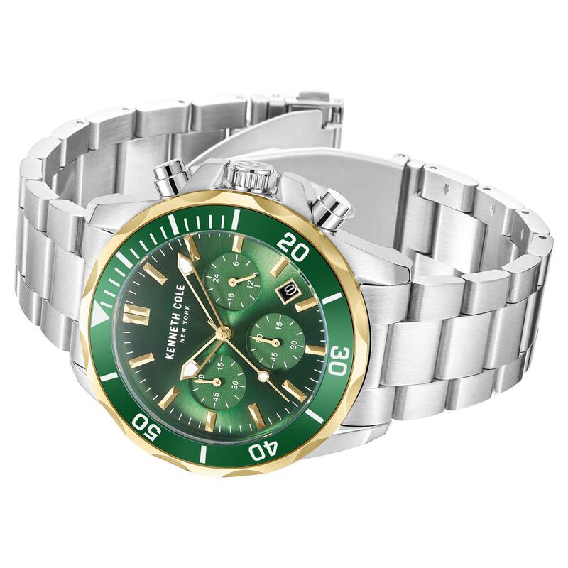 Buy Online Kenneth Cole Quartz Chronograph Green dial Metal Strap Watch ...