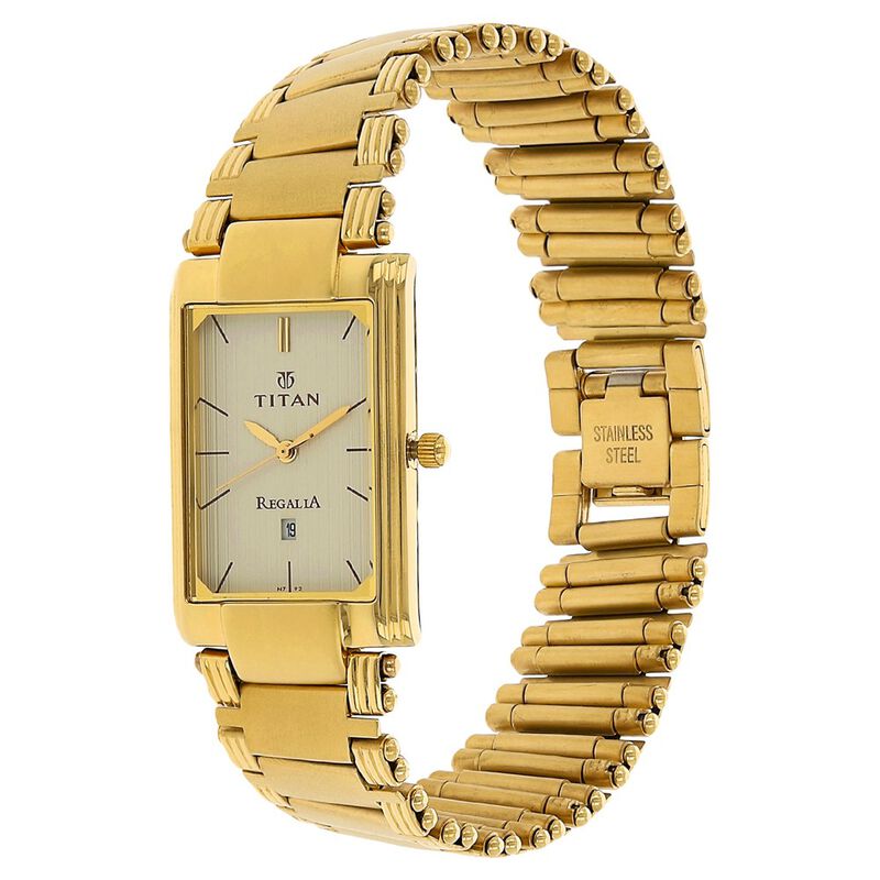 Buy Online Titan Analog Champagne Dial Stainless Steel Strap watch for ...