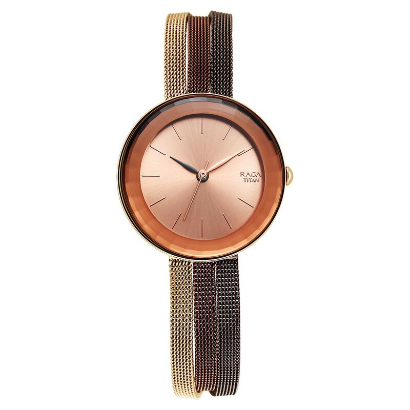 Buy Online Titan Raga Delight Rose Gold Dial Women Watch With Stainless ...