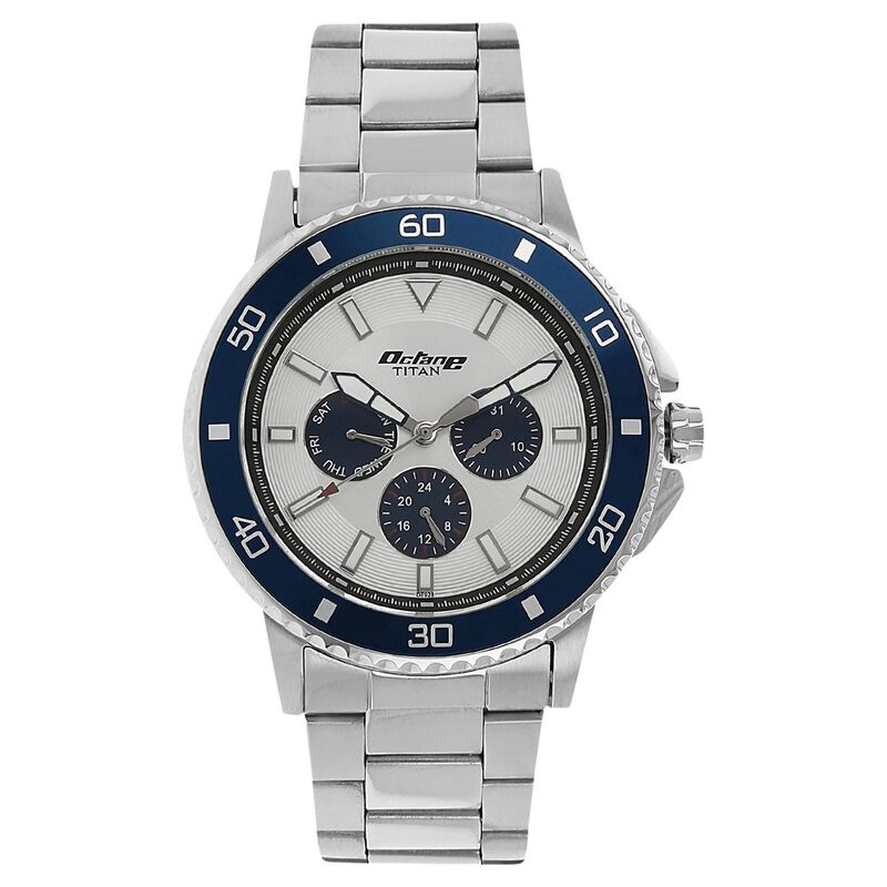 Buy Online Titan Quartz Multifunction Silver Dial Stainless Steel Strap ...