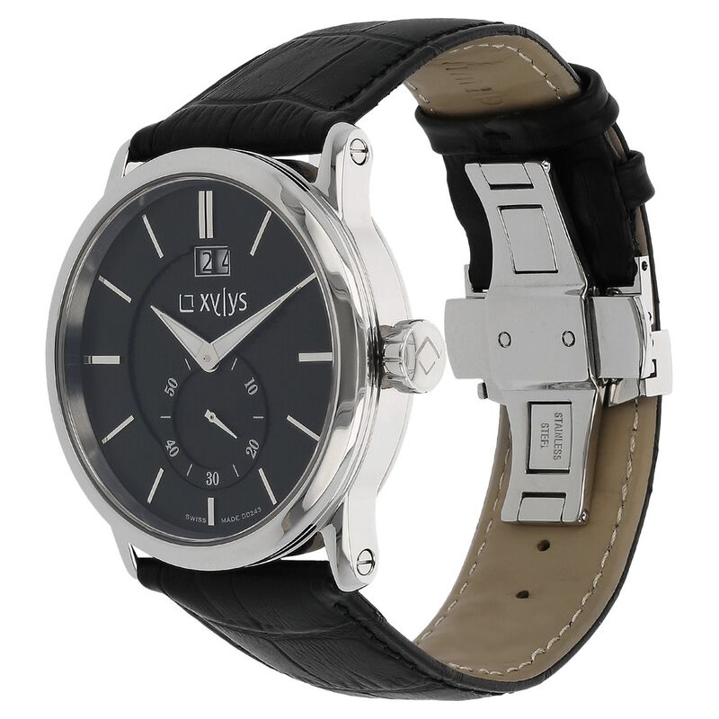 Buy Online Xylys Quartz Analog with Date Black Dial Leather Strap Watch ...