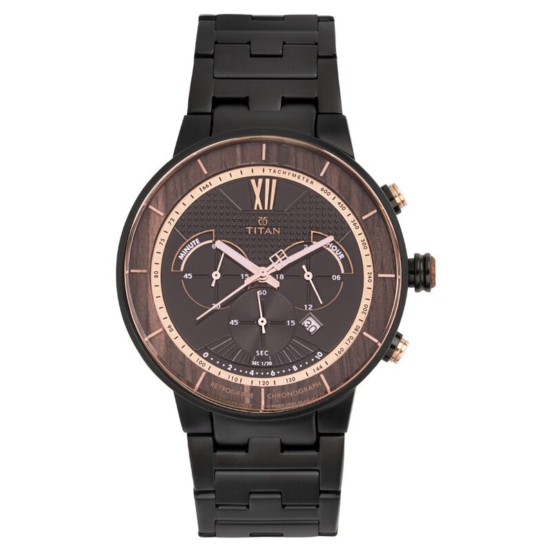 Buy Online Titan Grandmaster Black Dial Chronograph Metal Strap watch ...