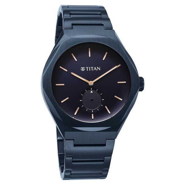 Buy Online Titan Contour Analog with Small Second and Blue Dial Blue ...