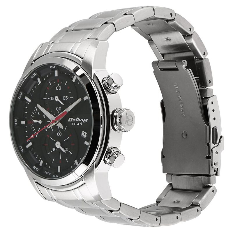 Buy Online Titan Octane Chrono Black Dial Stainless Steel Strap watch ...