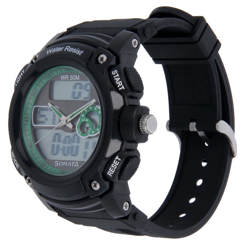 Buy Online SF Quartz Analog Digital Green Dial Plastic Strap Watch for ...