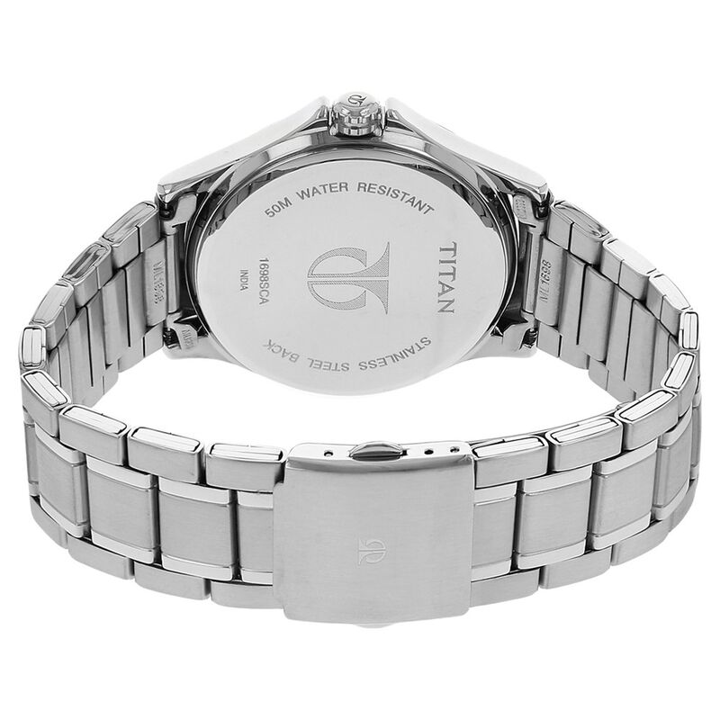 Buy Online Titan Quartz Multifunction Black Dial Stainless Steel Strap ...