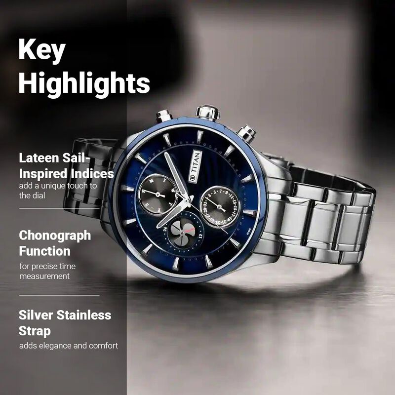 Buy Online Titan Maritime Blue Dial Quartz Multifunction Stainless ...