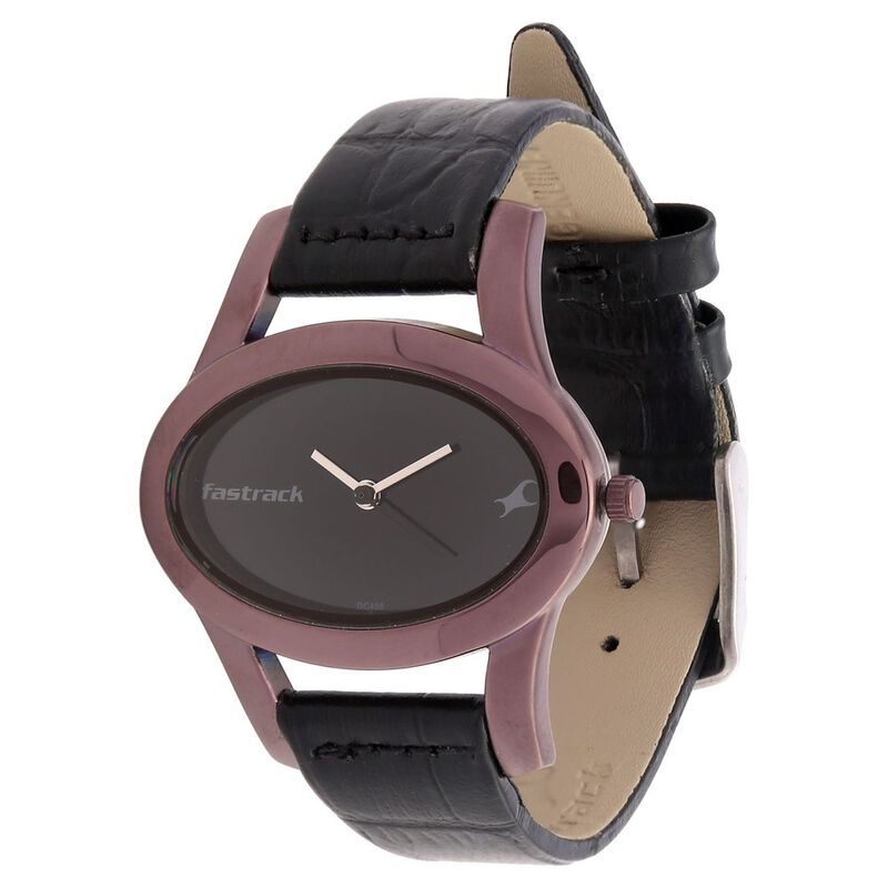 Buy Online Fastrack Quartz Analog Black Dial Leather Strap Watch for ...