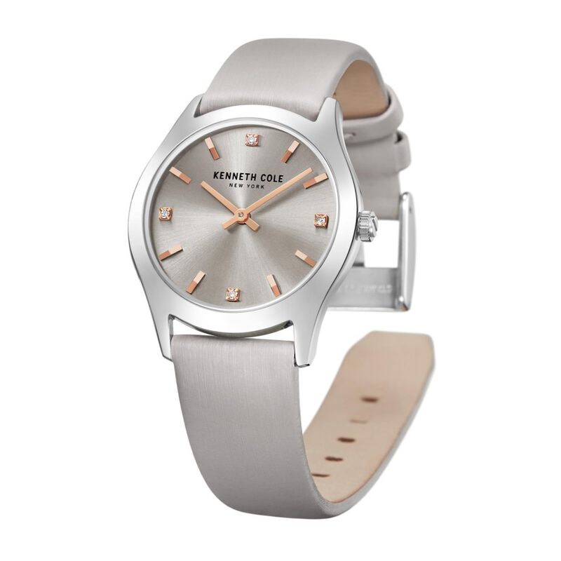 Buy Online Kenneth Cole Quartz Analog Grey Dial Leather Strap Watch for ...