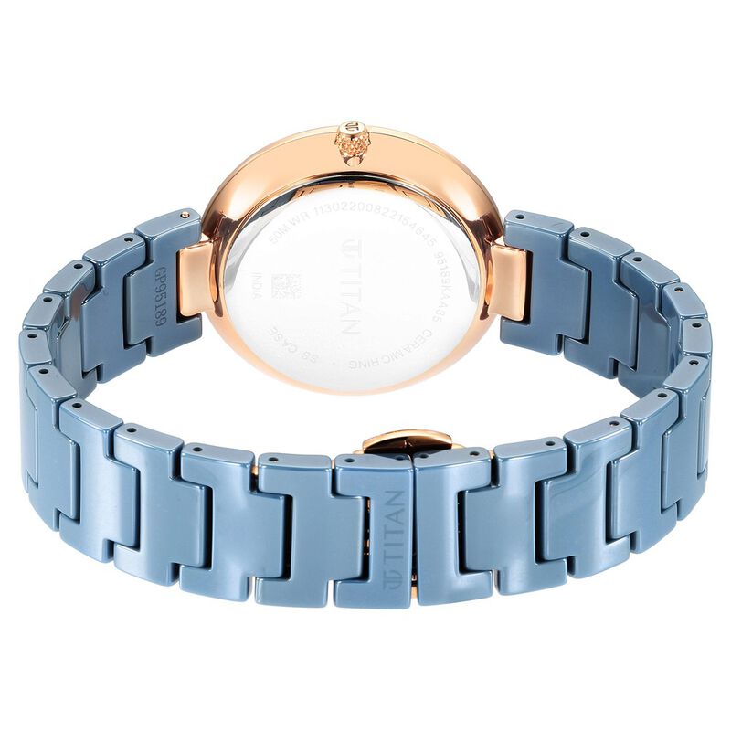 Buy Online Titan Purple Ceramics Blue Dial Analog Ceramic Strap Watch ...