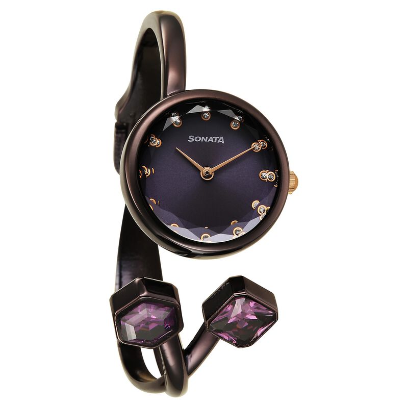 Buy Online Sonata Aura Quartz Analog Purple Dial Purple Stainless Steel ...