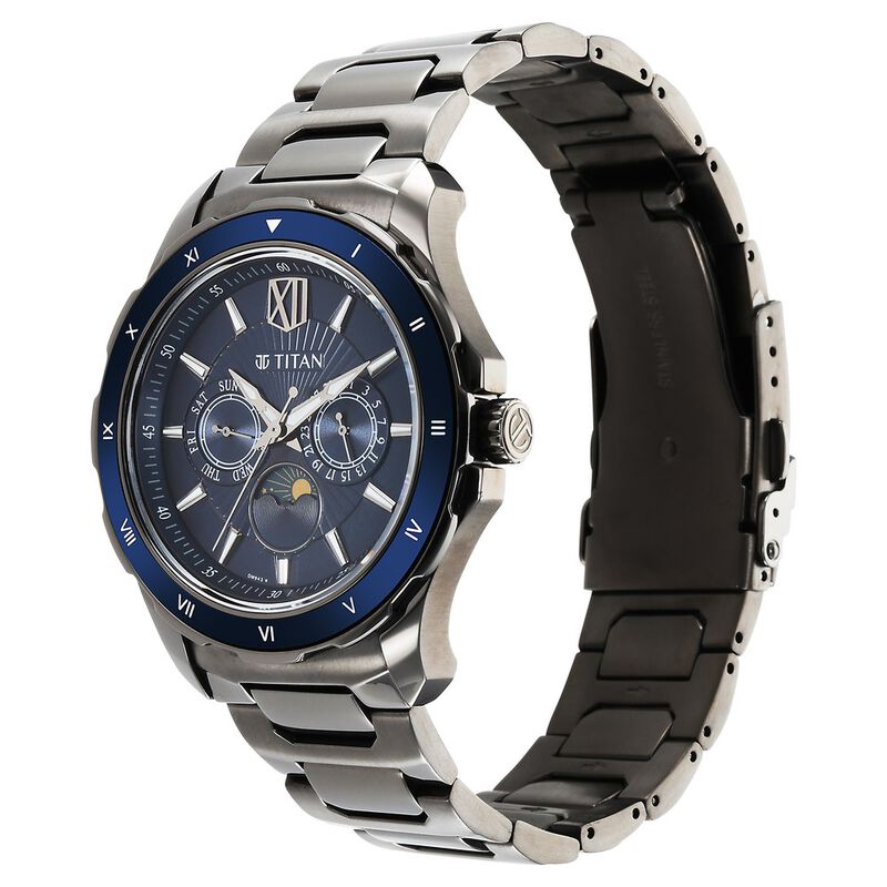 Buy Online Titan Regalia Premium Blue Dial Stainless Steel Strap Watch ...
