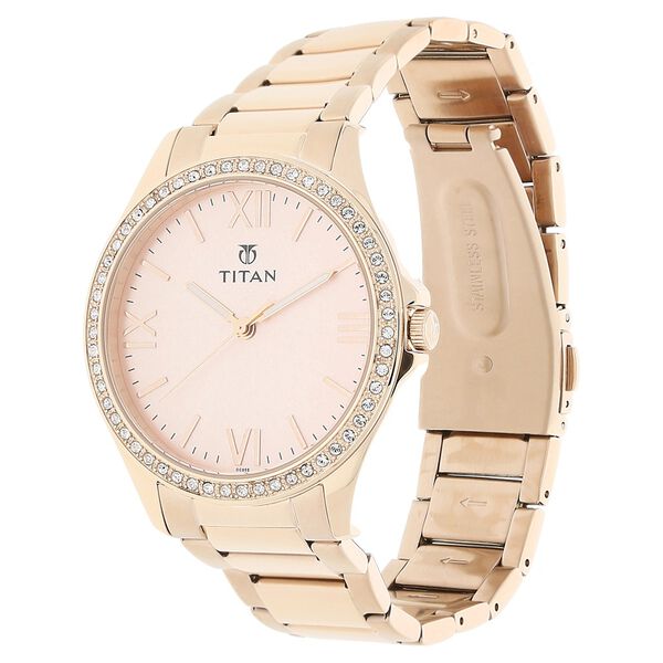Buy Online Titan Quartz Analog Rose Gold Dial Stainless Steel Strap ...