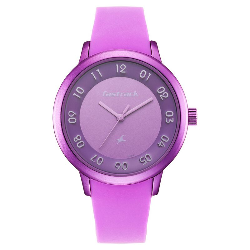 Buy Online Pop Colours Purple Dial Silicone Strap Watch for Girls ...