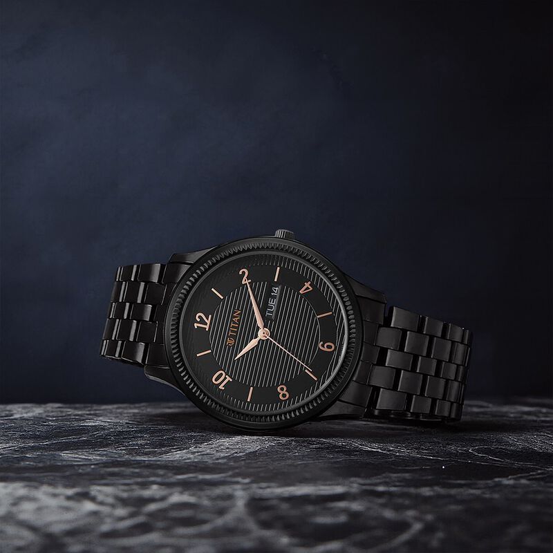 Buy Online Titan Karishma Black Dial Watch for Men - nu1824nm01 | Titan